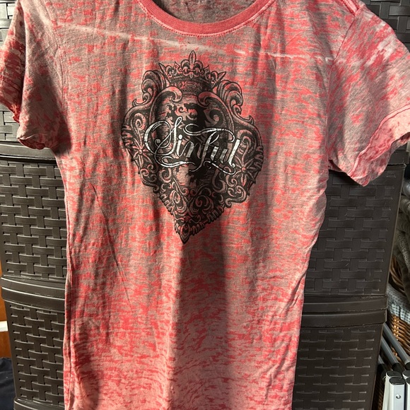 Sinful | Tops | Sinful Red Graphic Tee New Wo Tags | Poshmark